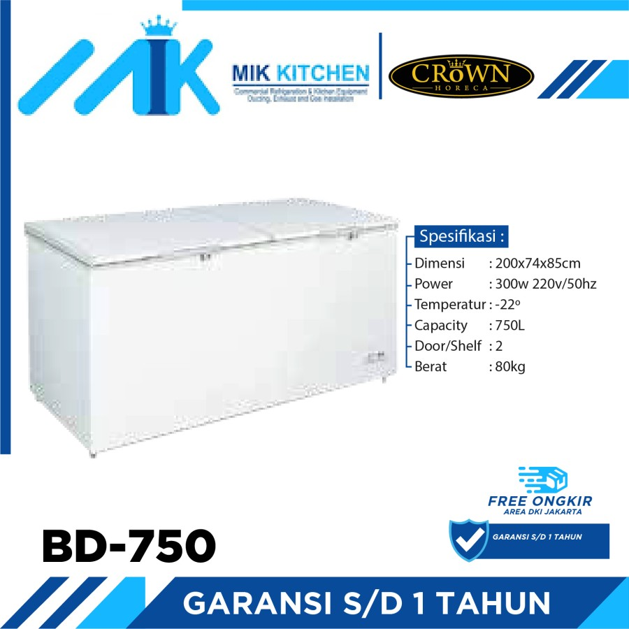 Jual CROWN Chest Freezer BD-750 / BD 750 / BD750 | Renos
