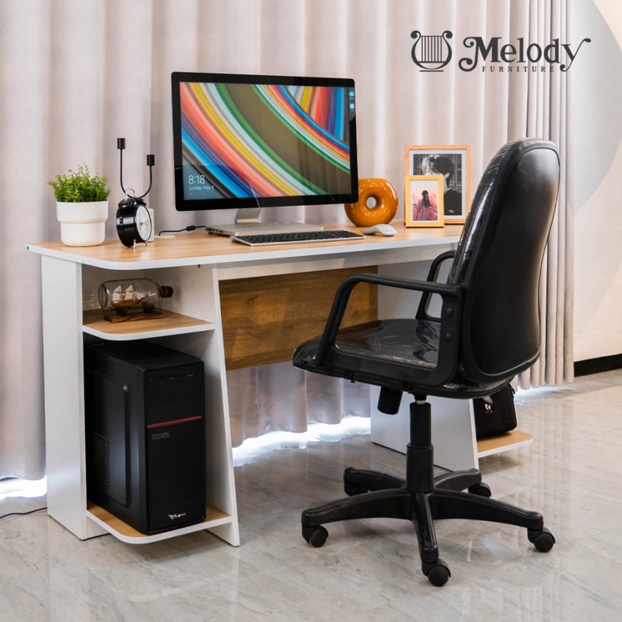 Jual Meja Kerja lebar aestetik VOSS desk riviera - white | Renos