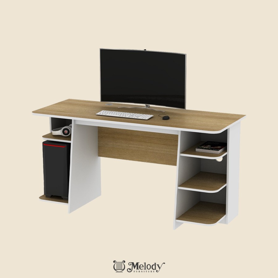 Jual Meja Kerja lebar aestetik VOSS desk riviera - white | Renos