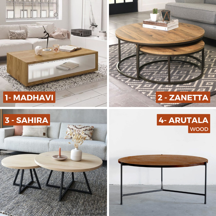 Jual Meja Tamu Kayu // Coffee Table Minimalis // Meja Cafe Besi Industrial