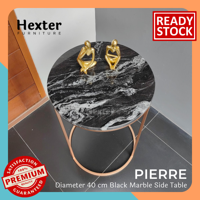 Jual PIERRE - Meja Marmer Hitam Bulat 40 cm Black Marble Round Side ...