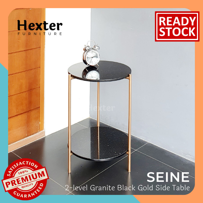 Jual SEINE - Meja Hias Rak 2 Tingkat Sudut Granit Black Granite Side ...