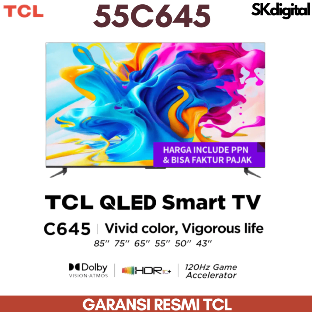 Jual TCL 55C645 55 Inch Qled Google Tv 4k Uhd Hdr10+ 120Hz Dolby Vision ...