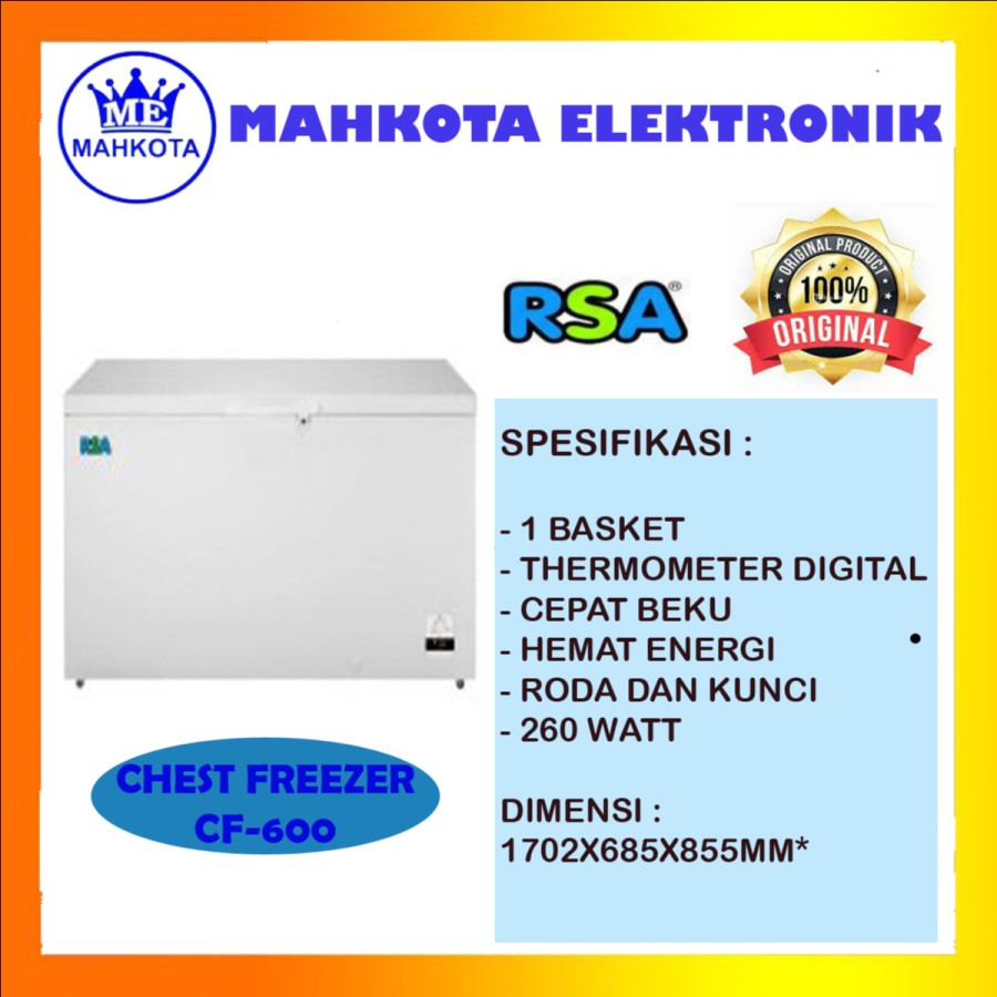Jual FREEZER RSA CF 600 (KHUSUS JABODETABEK,BANGKA BELITUNG) | Renos