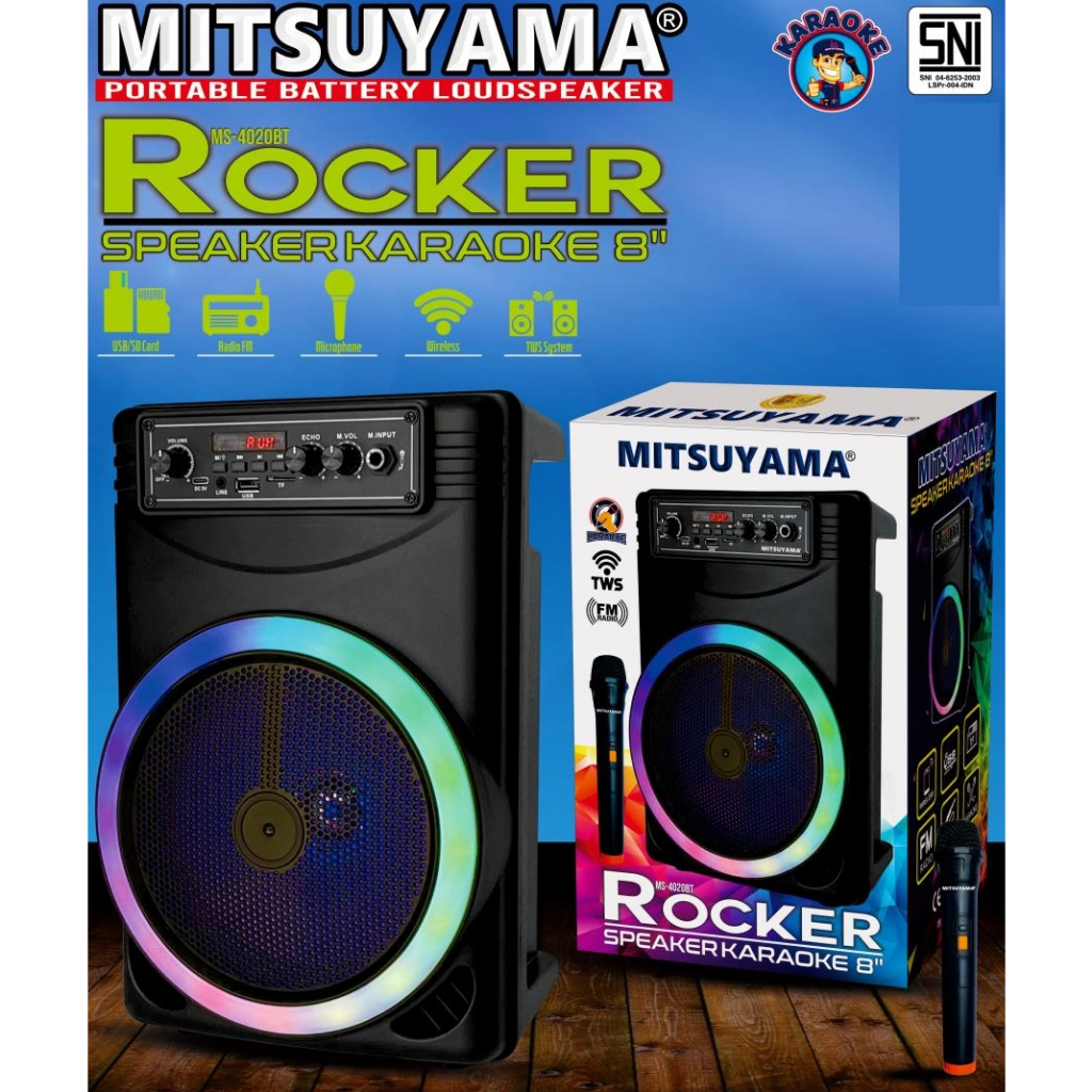 Jual Speaker Karaoke Bluetooth 8 Inchi MS-4020BT Rocker series | Renos