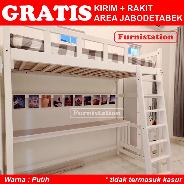 Jual Ranjang Tingkat 120x200 dengan Meja Belajar Kerja / Tempat Tidur ...