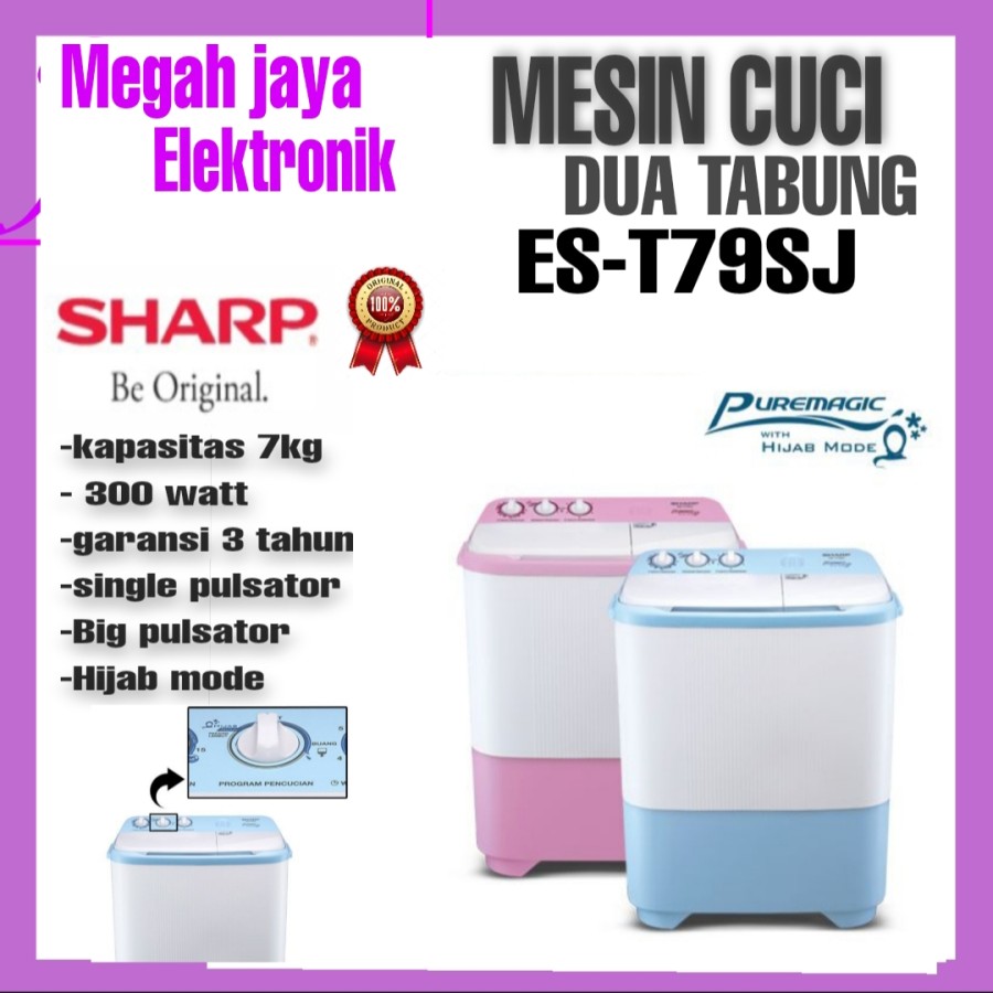 Jual SHARP Mesin Cuci EST 79 SJ 7KG 2 Tabung 79SJ Hijab Series | Renos