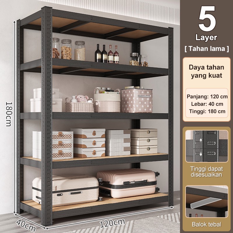 Jual Rak Besi Serbaguna Rak Gudang RAK Siku Lubang Rak 3/4/5 Susun | Renos