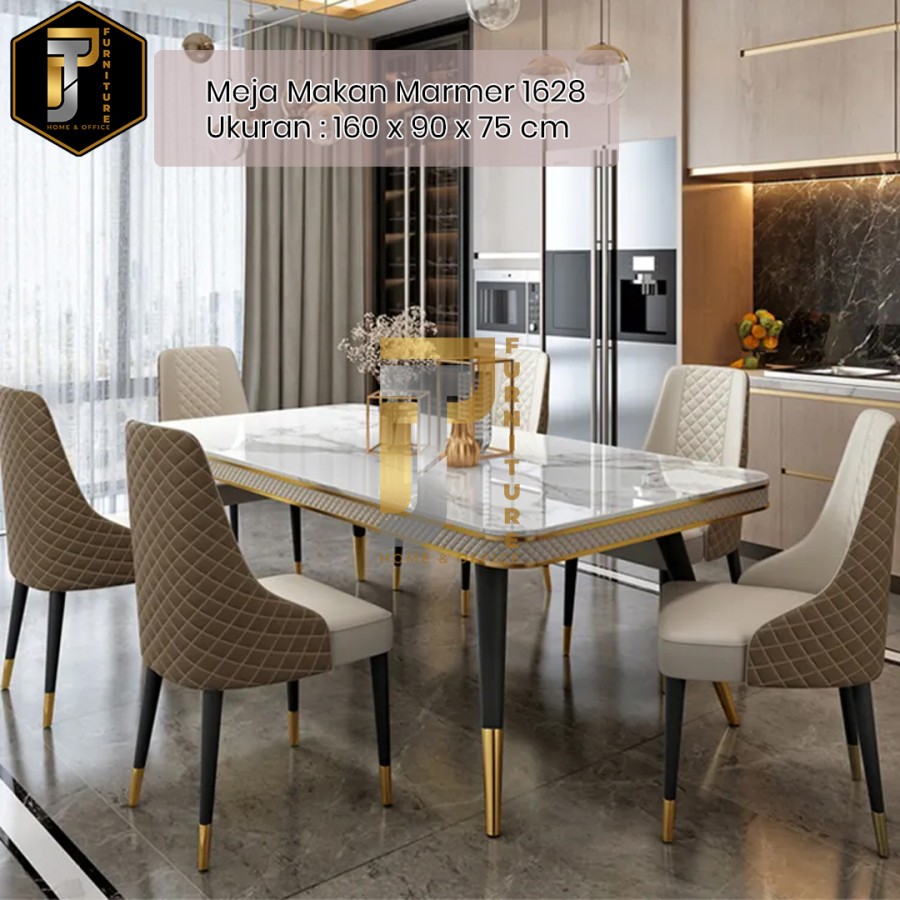 Jual Marble Dining Table Set/Meja Makan Import Marmer 6 Kursi | Renos