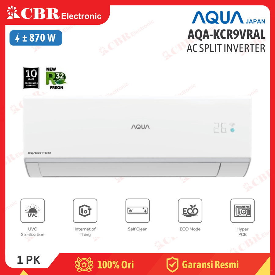 Jual AC Split AQUA Inverter 1PK AQA-KCR9VRAL (WiFi) | Renos