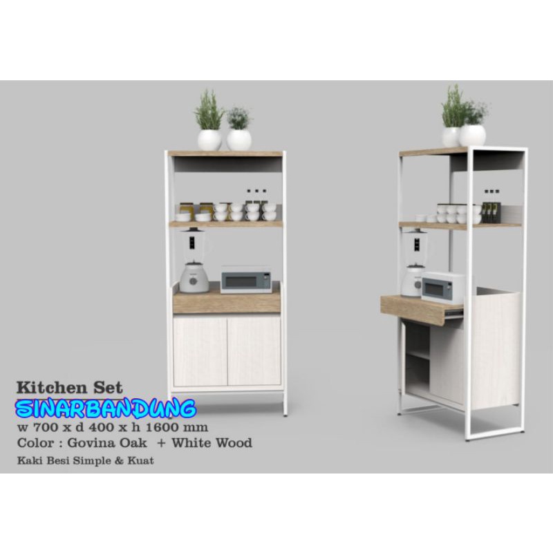 Jual KITCHEN SET MINIMALIS KAKI BESI / LEMARI DAPUR MINIMALIS | Renos
