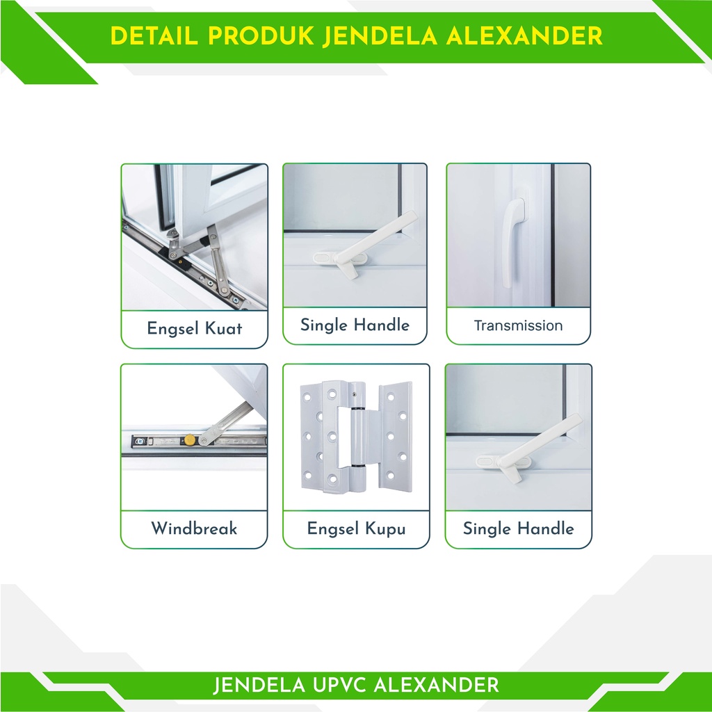 Jual Jendela UPVC Single Casement Transmision Handle 150x60 CM Window ...