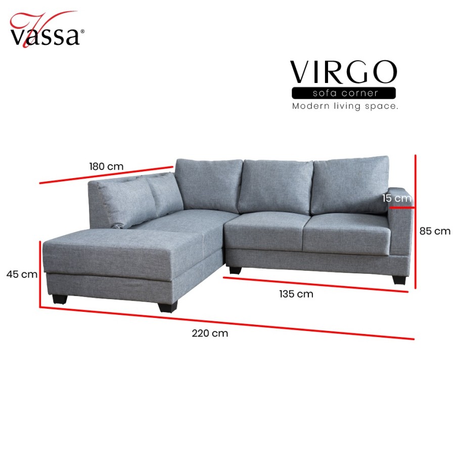 Jual Sofa L Virgo by Vassa Sofa - Sofa L minimalis | Renos