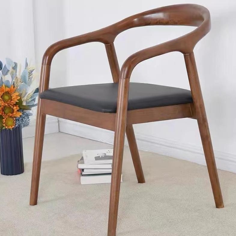 Jual Nordic Solid Wood_Dining Chair Light Luxury Wooden Coffee Chair ...