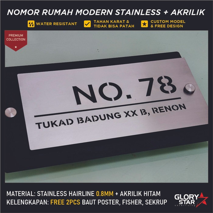 Jual Nomor Rumah Custom Design / No Rumah Minimalis Mewah Murah | Renos
