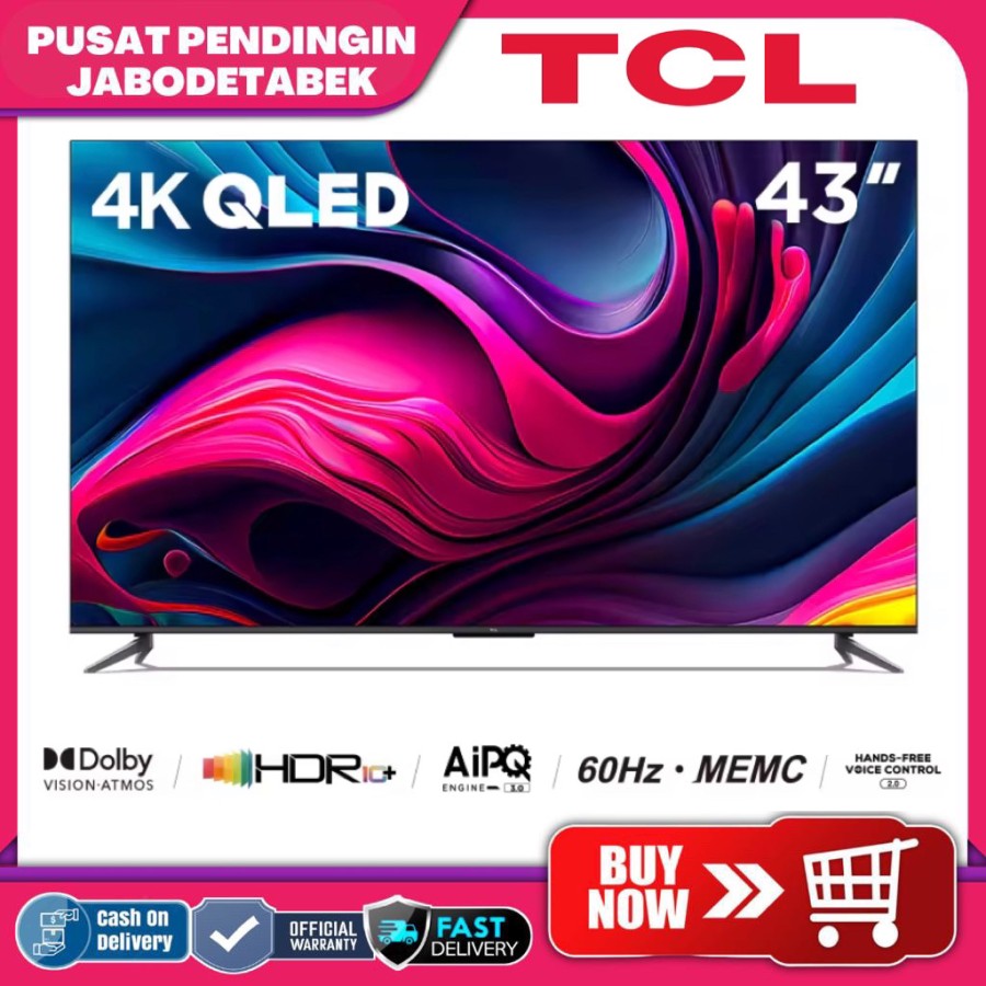 Jual TCL TV 43C645 QLED 4K UHD Google TV 43 INCH C645 SMART TV HDR10+ DOLBY | Renos
