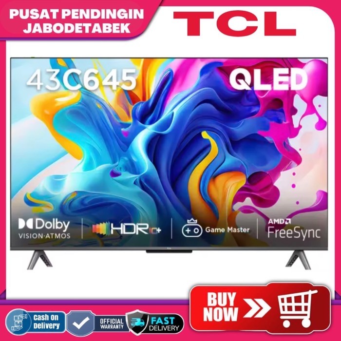 Jual TCL TV 43C645 QLED 4K UHD Google TV 43 INCH C645 SMART TV HDR10+ DOLBY | Renos