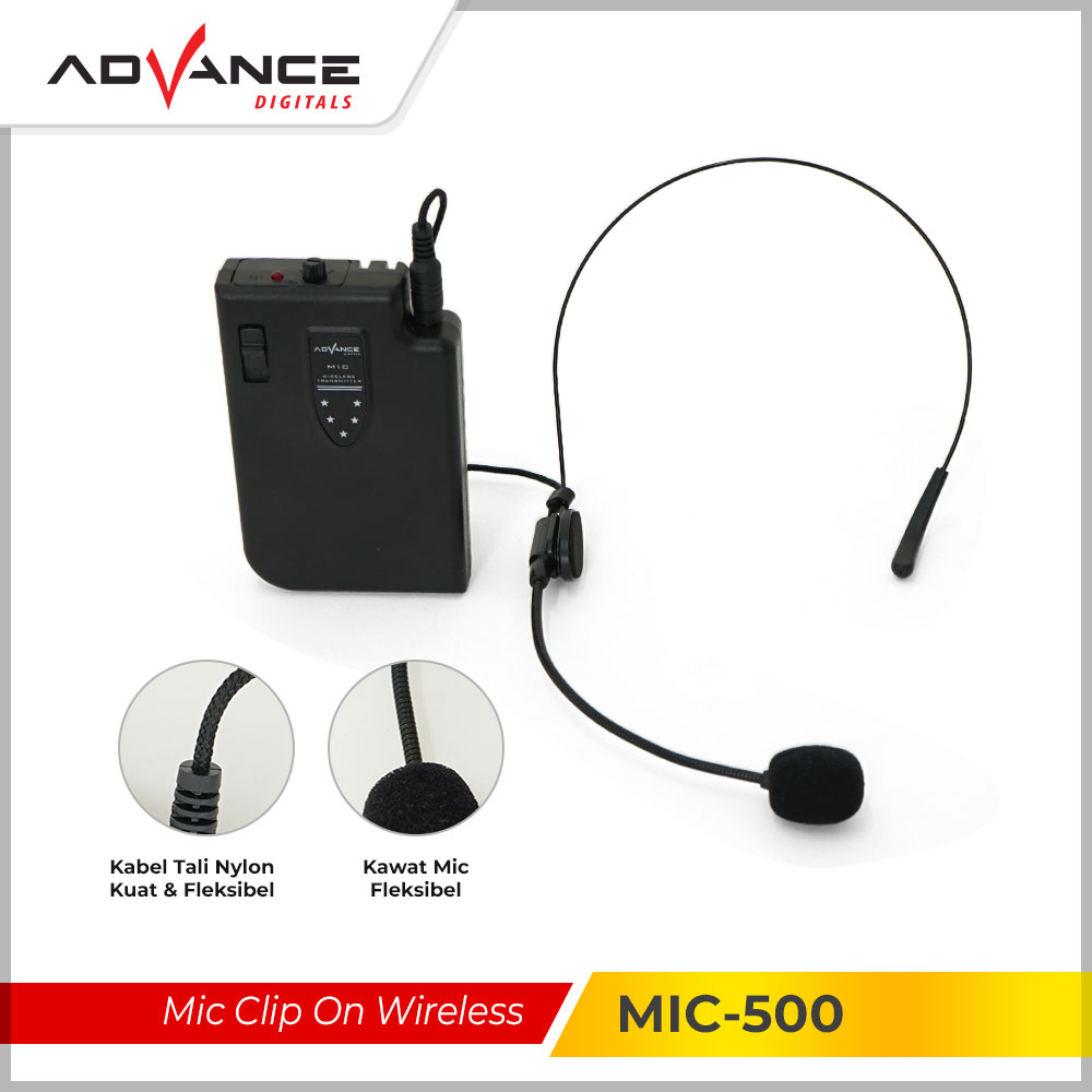 Jual Advance Mic-500 Mic Bando Wireless Mic Clip On / Microphone Eksternal | Renos