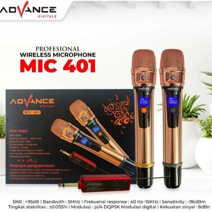 Jual Advance MIC-401 Professional Wireless Microphone / Microphone Duet ...