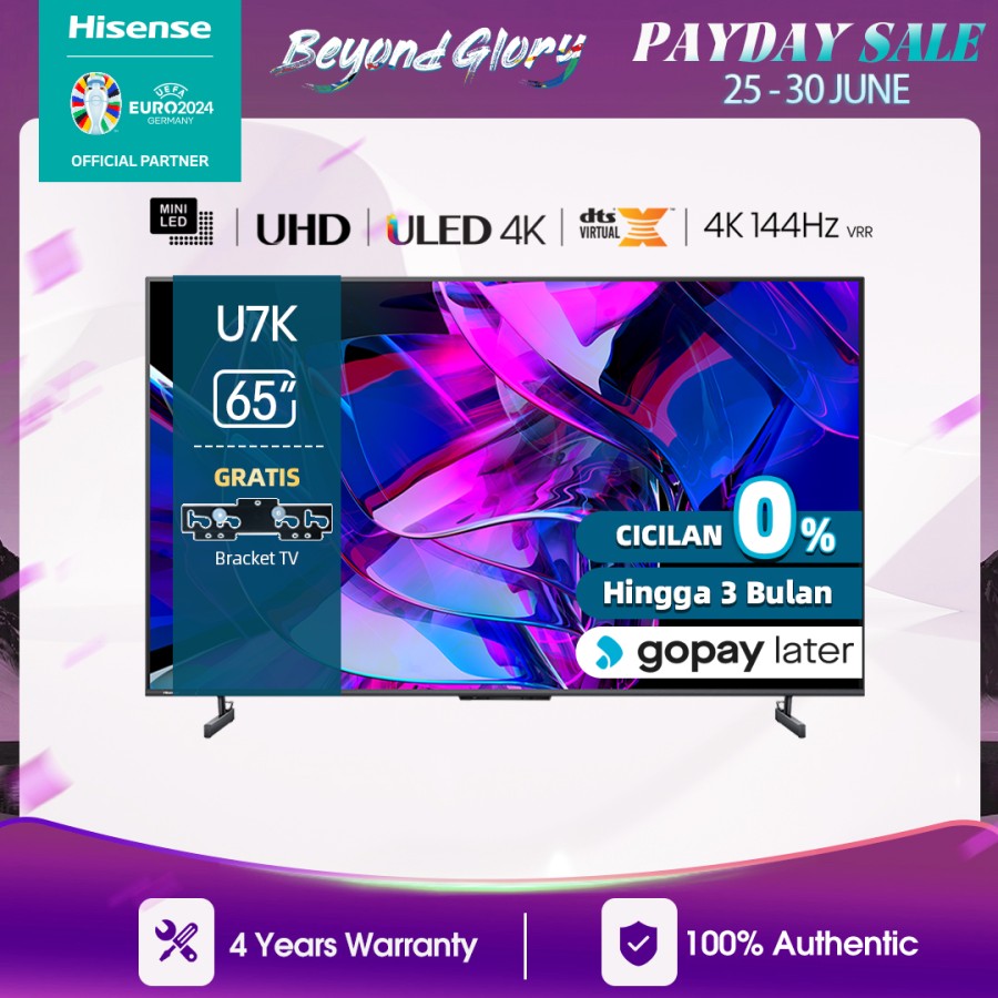Jual Hisense 65U7K 65 inch 4K Mini ULED High Flash Smart TV Dual Band Wifi | Renos