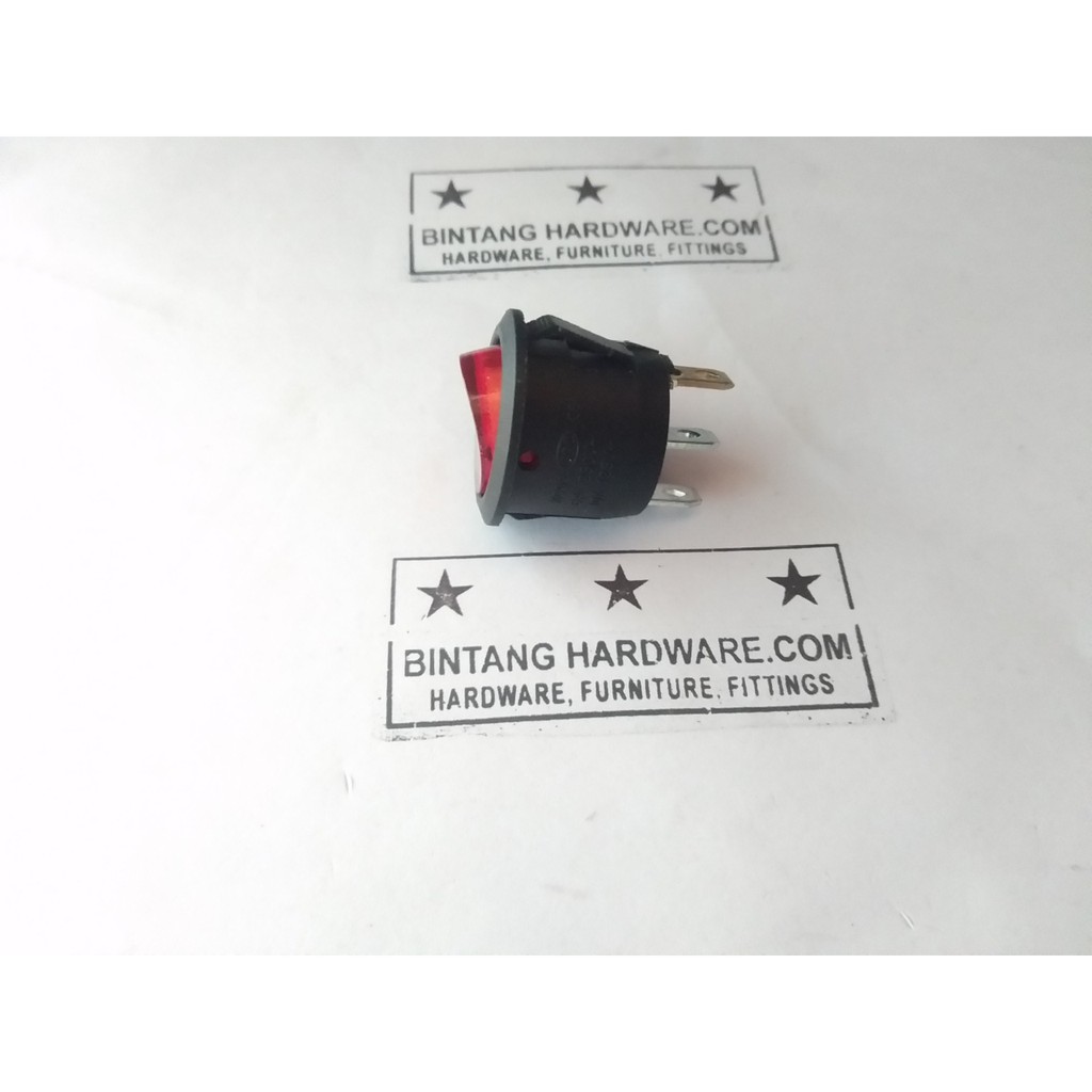 Jual Switch Bulat Plastik Hitam Merah Saklar On Off Dengan Lampu 3 Pin ...
