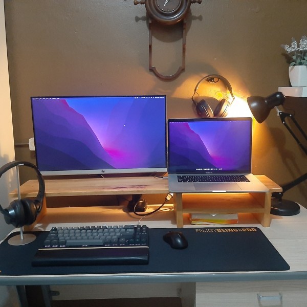 Jual Monitor stand kayu 100x20x15cm meja monitor Monitor table 2 ...