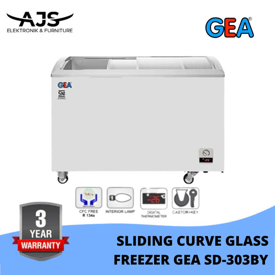 Jual GEA CHEST FREEZER CURVE SLIDING GLASS DOOR 303 LITER PINTU KACA SD ...