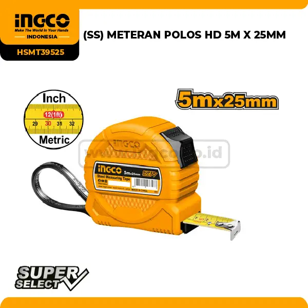 Jual Meteran 5m Meter x 25mm INGCO HSMT39525 Steel Measuring Tape ...