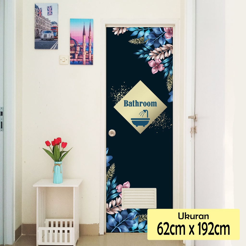 Jual Wallpaper pintu sticker pintu kamar mandi stiker toilet Tema bunga ...
