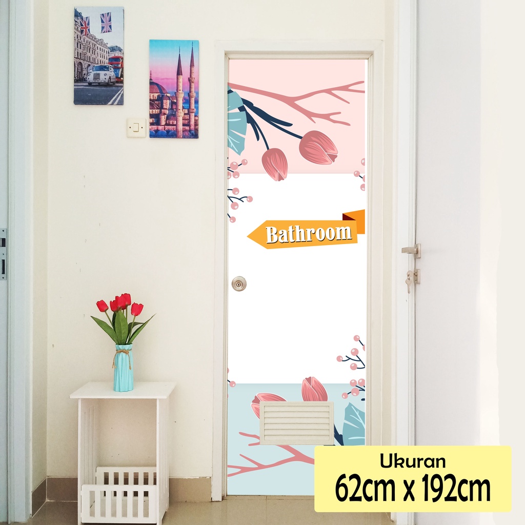 Jual Wallpaper pintu sticker pintu kamar mandi stiker toilet Tema bunga ...