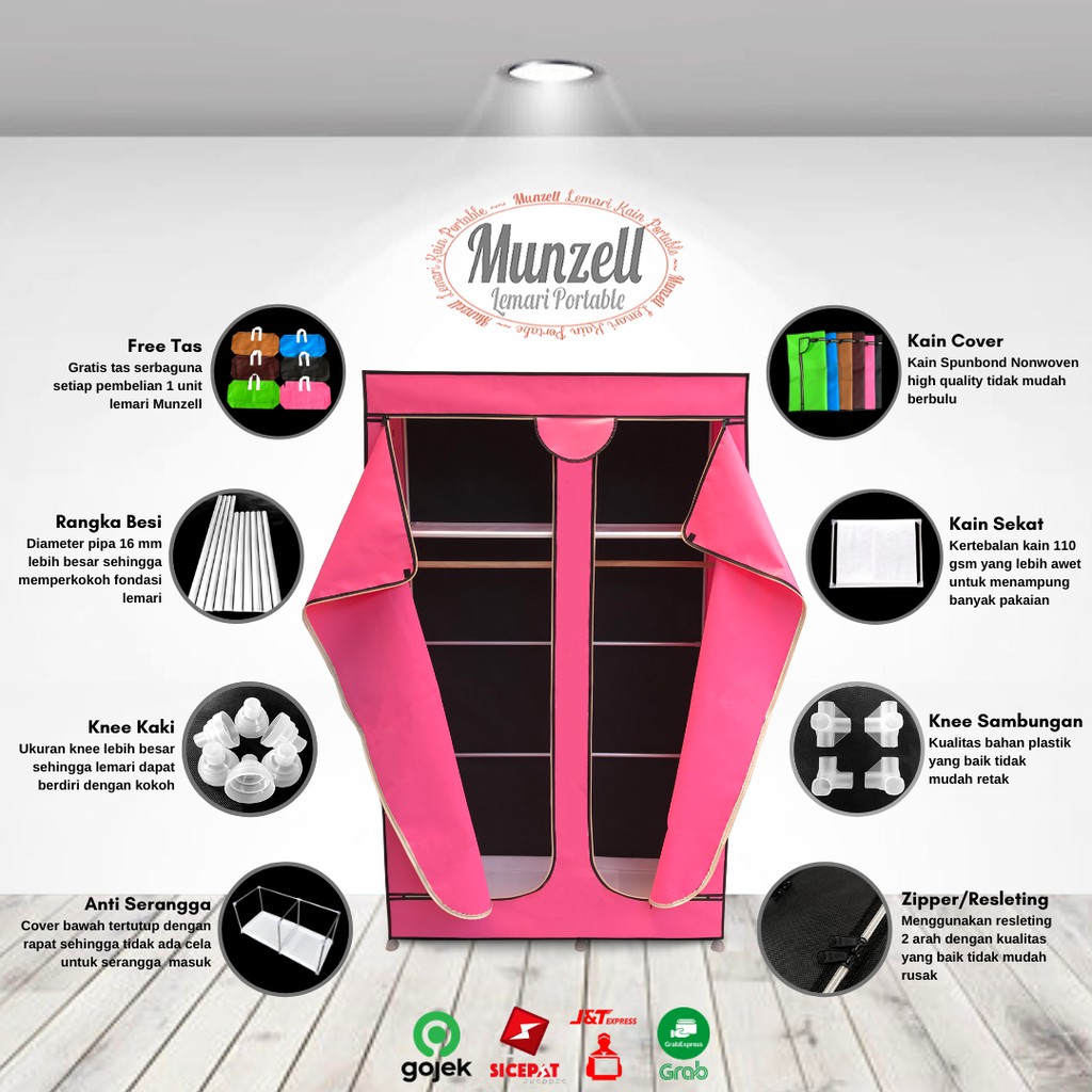 Jual Lemari Kain Portable MUNZELL Type (LPF 07, BLUE) Lemari Pakaian ...