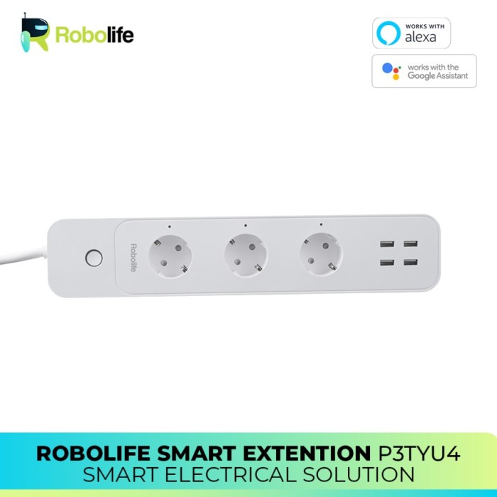 Jual ROBOLIFE SMART EXTENSION P3TYU4 + MONITOR LISTRIK (3 COLOKAN) | Renos