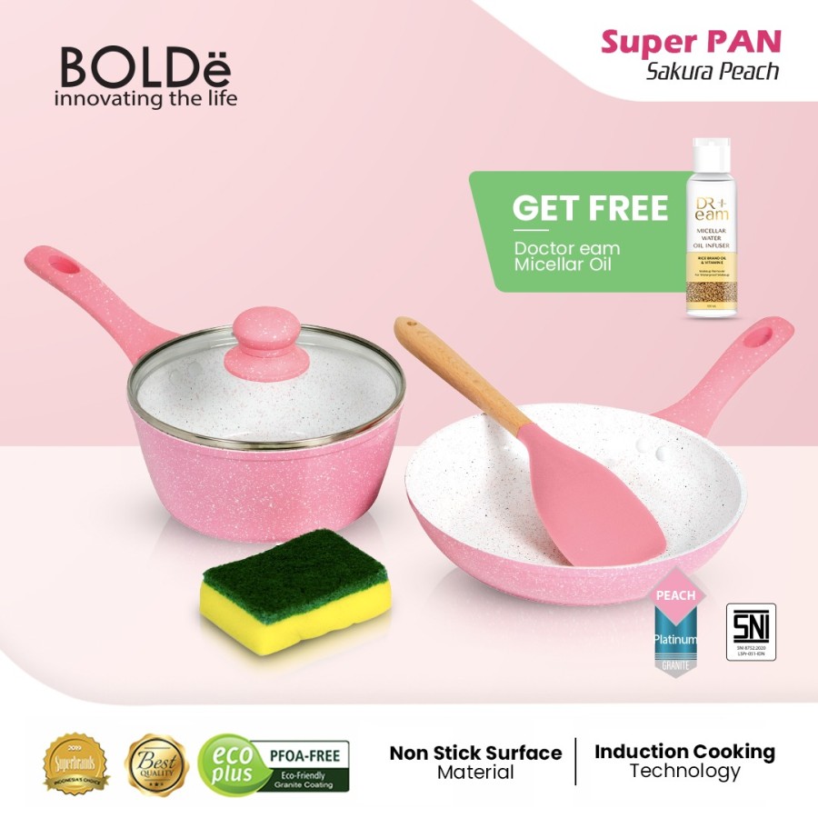 Jual BOLDe Sakura Peach Pan Set 5 pcs - Pan Anti Lengket | Renos