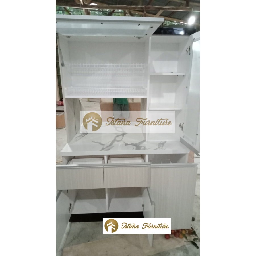 Jual PREMIUM LEMARI PIRING / RAK PIRING MINIMALIS 3 PINTU HPL MEWAH | Renos