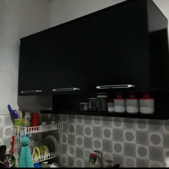 Jual Rak Piring Lemari Dapur Kitchen Set Atas Hitam Glossy | Renos