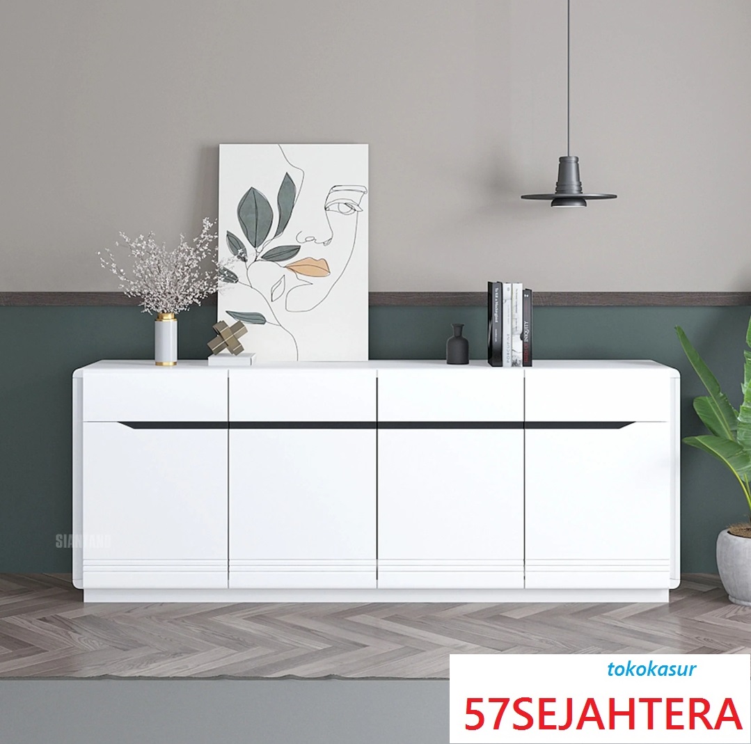 Jual Lemari Samping Serbaguna Cradenza Buffet CR 011 - White Glo - SIANTANO | Renos