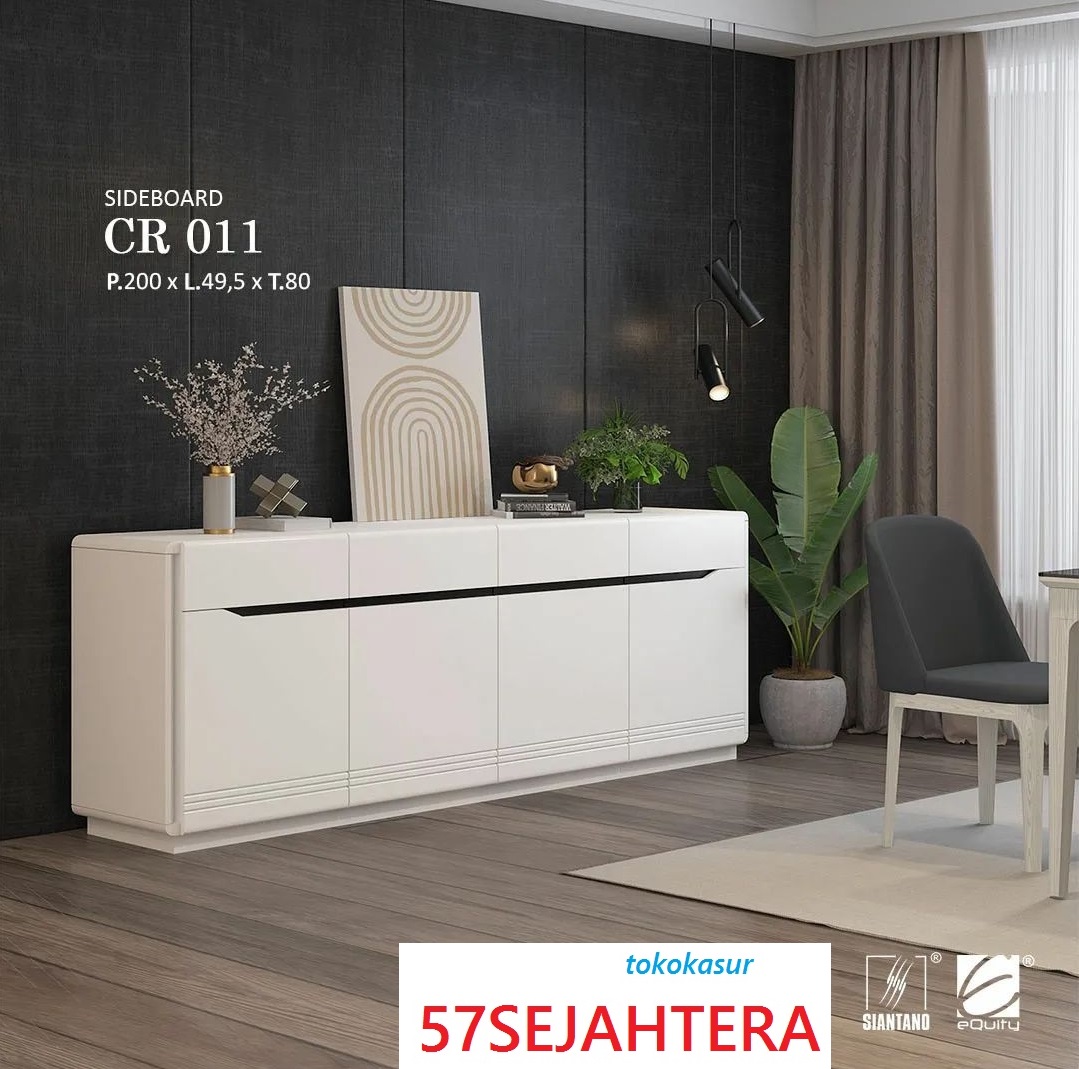 Jual Lemari Samping Serbaguna Cradenza Buffet CR 011 - White Glo - SIANTANO | Renos