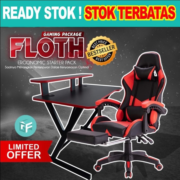 Jual Meja Gaming Kursi Gaming FLOTH Set - ( PO ) - Merah | Renos