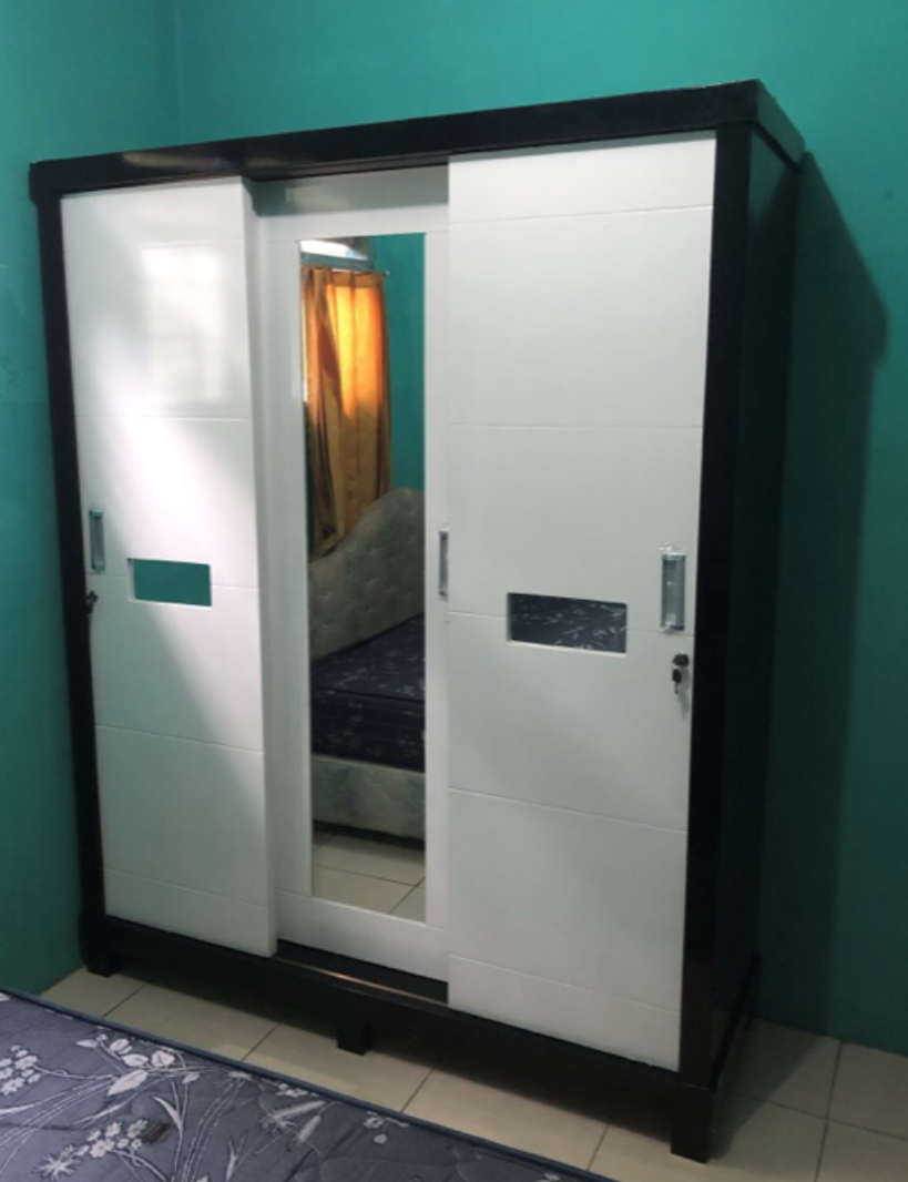 Jual Lemari Pakaian Sliding / Pintu Geser 3 pintu Kaca murah | Renos