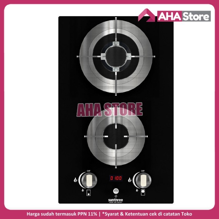 Jual Sunthree Built in Hob Kompor Gas Tanam 2 Tungku Timer Waktu GH-2T ...