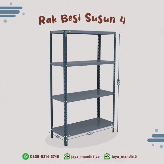 Jual Rak besi susun 4 ukuran 40x100x150 | Renos