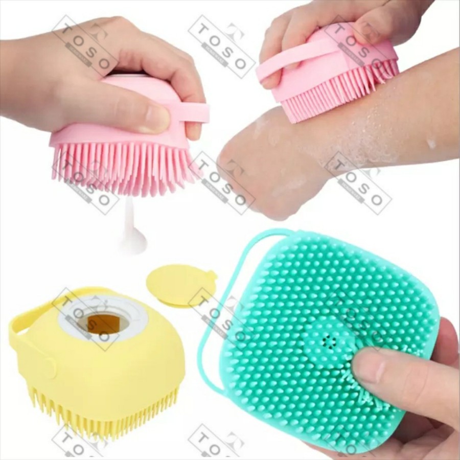 Jual Sikat Mandi Badan Bath Brush Soft Silicone With Soap Container | Renos