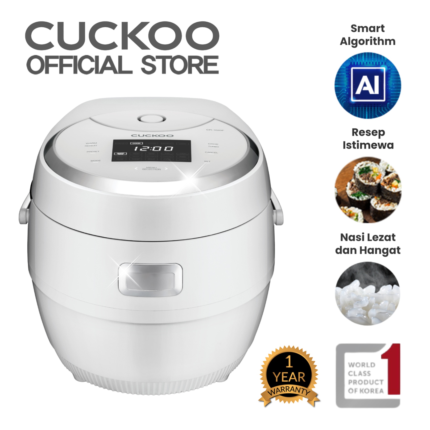 Jual CUCKOO Digital Rice Cooker 1.8 L CR-1020F - White | Renos