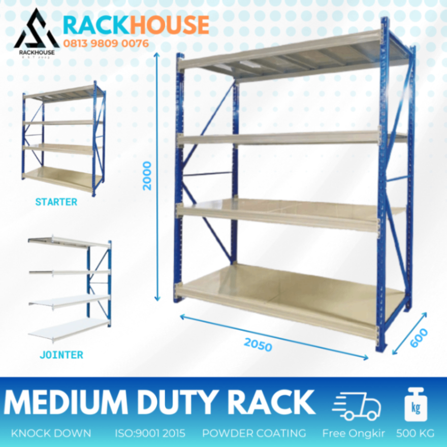 Jual Rak Besi Gudang Industri/ Rak Besi Pabrik Kapasitas 500 kg | Renos