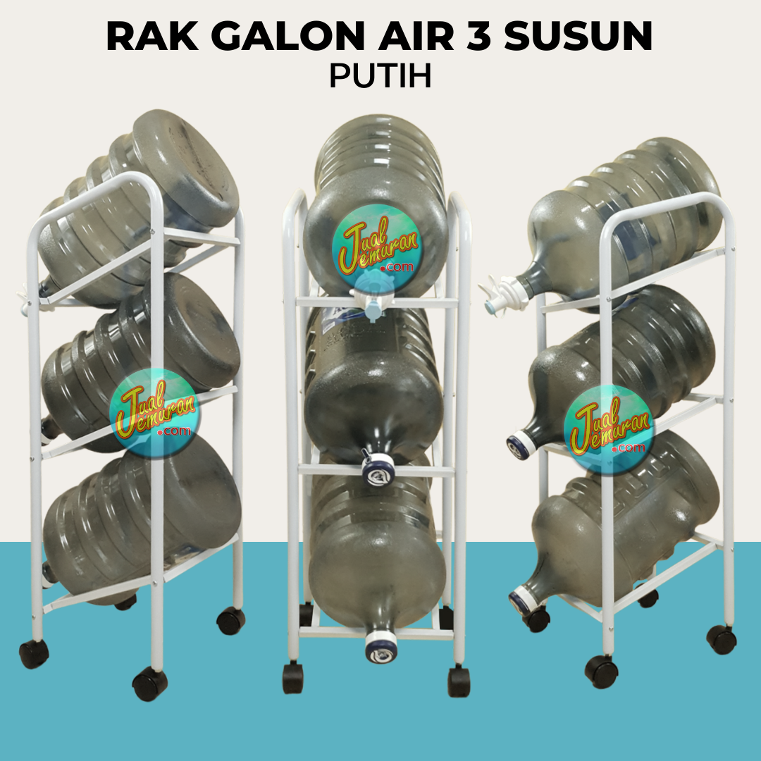 Jual Rak Galon Besi 4 Susun Miring + Roda Praktis Minimalis Extra Kuat ...
