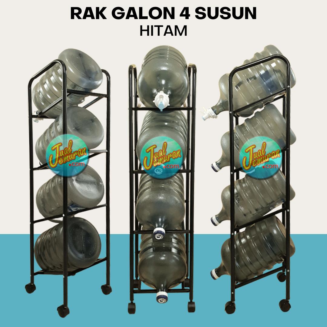 Jual Rak Galon Besi 4 Susun Miring + Roda Praktis Minimalis Extra Kuat ...