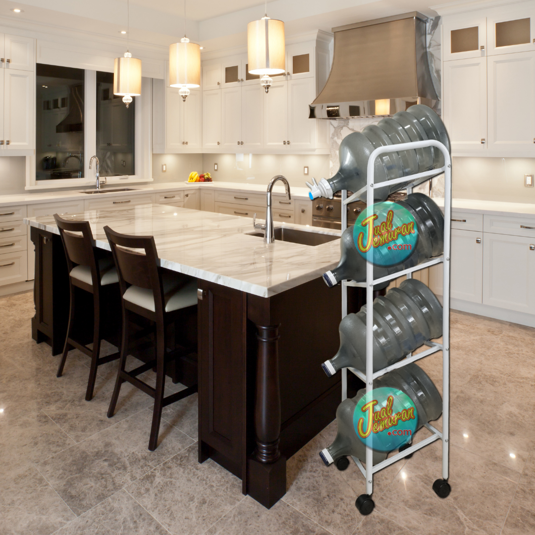 Jual Rak Galon Besi 4 Susun Miring + Roda Praktis Minimalis Extra Kuat ...