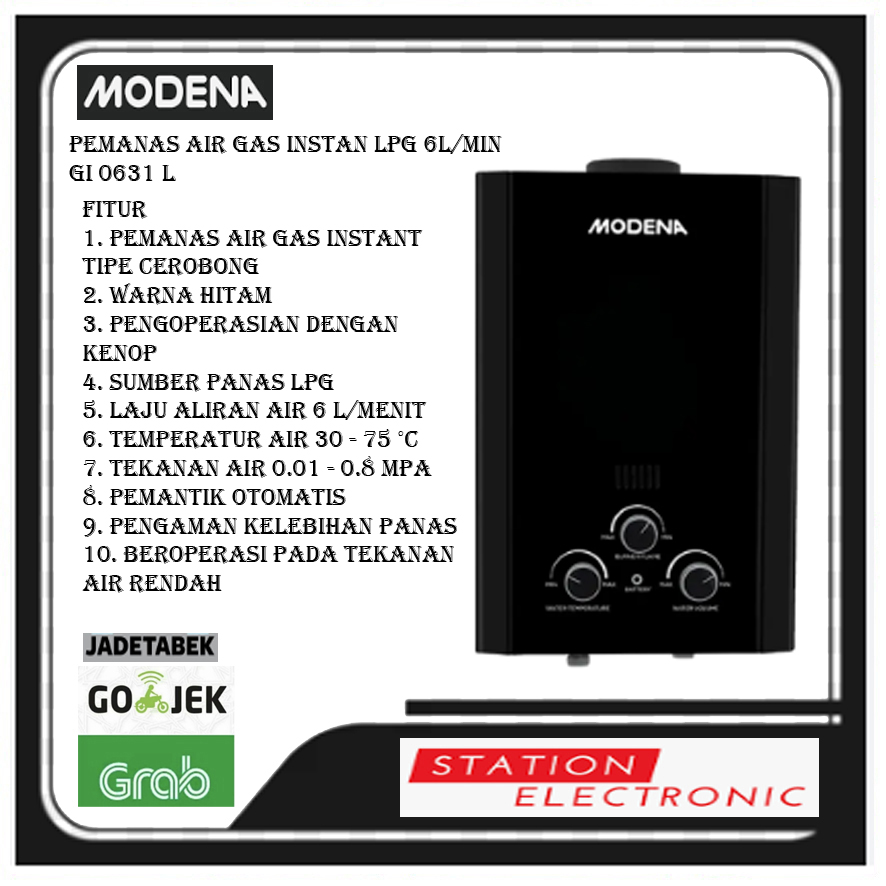 Jual MODENA RAPIDO - GI 0631 L Water Heater 6 L (BLACK) | Renos