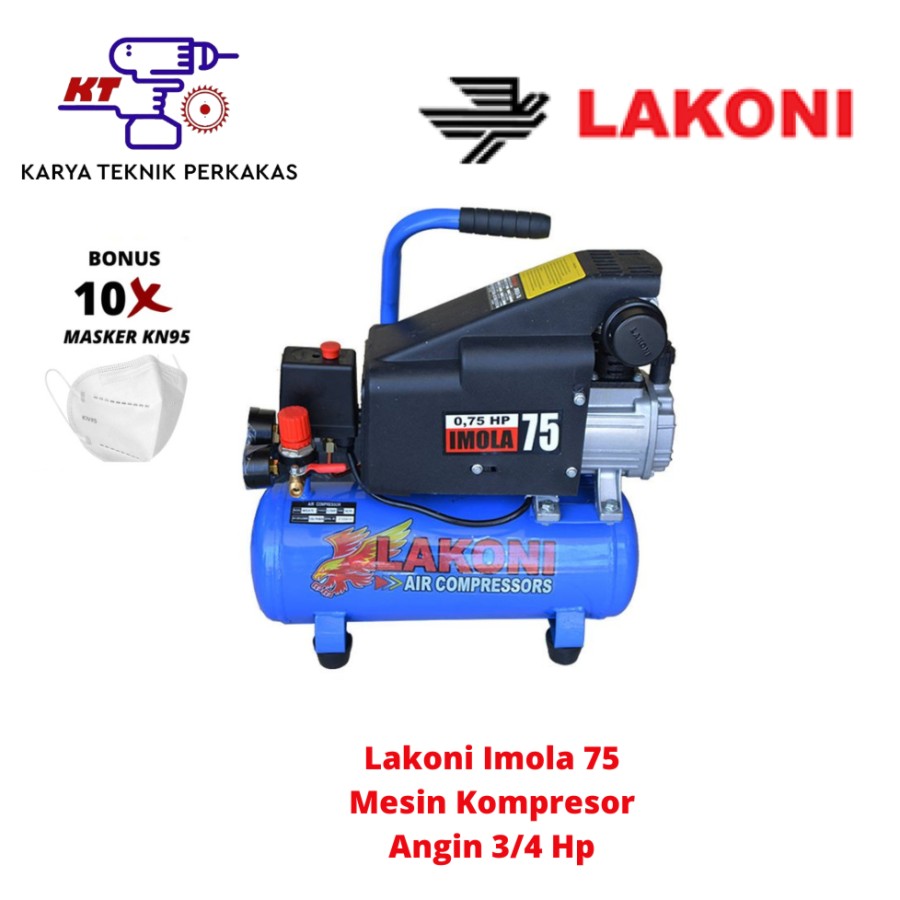 Jual Lakoni Air Compressor l Kompresor Angin 3/4 HP (0.75HP) - IMOLA 75 ...