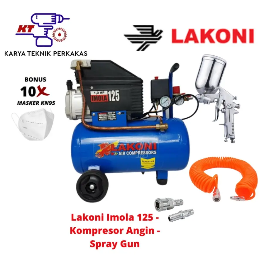 Jual Lakoni Imola 125 - Kompresor Angin - Mesin+Spray Gun | Renos